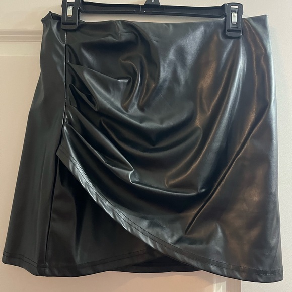 SHEIN | Skirts | Shein Black Faux Leather Mini Skirt | Poshmark